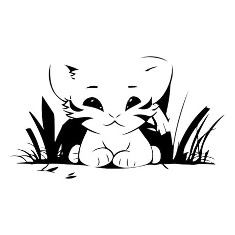 Cute Little Tiger Sitting In Grass Vector Illustration Isolated On