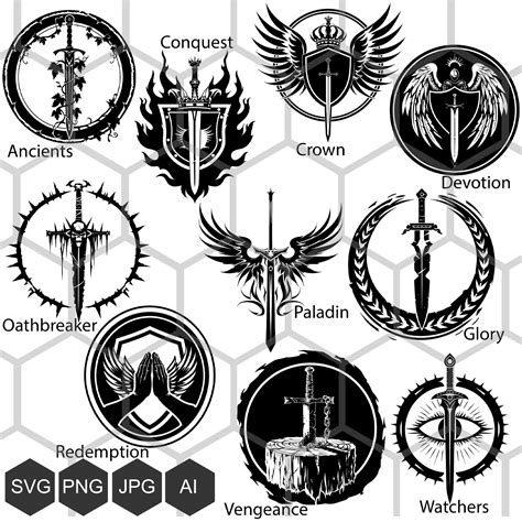 Dungeons Dragons Paladin Icons Svg Png Bundle Subclass Symbols Holy