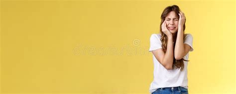 Offended Silly Timid Insecure Girl Crying Feel Scared Insulted Close