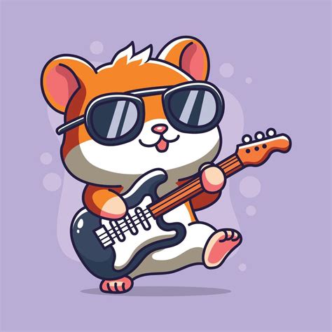 Cute Cartoon Hamster Playing Guitar Illustration 55597775 Vector Art