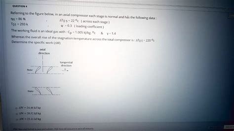 Question 4 Referring To The Figure Below In An Axial Compressor Each Stage Is Normal And Has