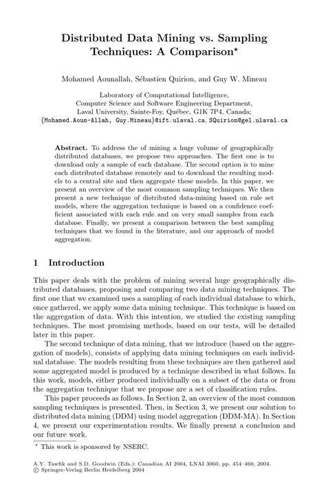pdf distributed data mining vs sampling techniques a comparison