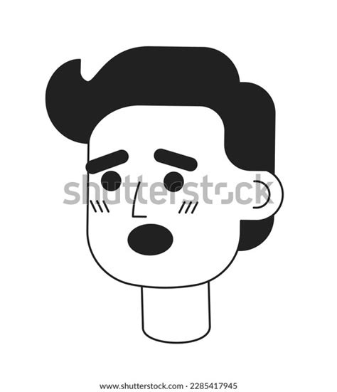 Scared Curly Haired Man Open Mouth Stock Vector Royalty Free