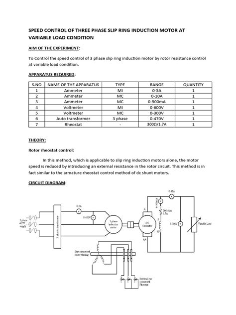 Speed Control Of 3 Phase Slip Ring Induction Motor Pdf Electric