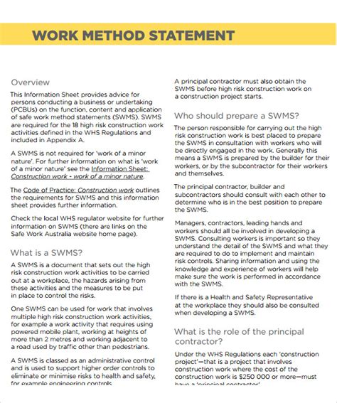Method Statement Templates 14 Word Excel And Pdf