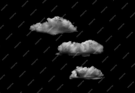 黒の背景に分離された白い雲、黒に設定されたclounds プレミアム写真