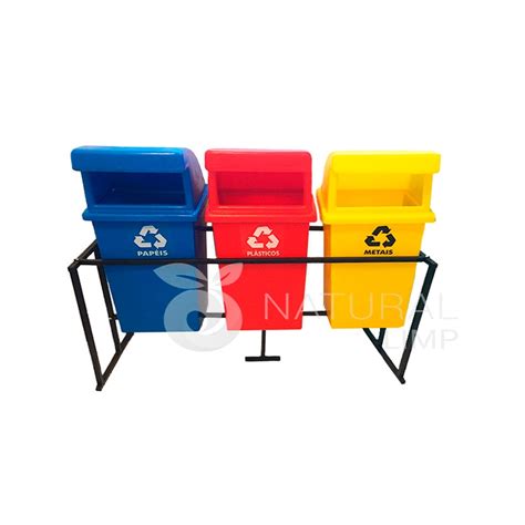 Lançamento Conjunto coleta seletiva suporte móvel 40l