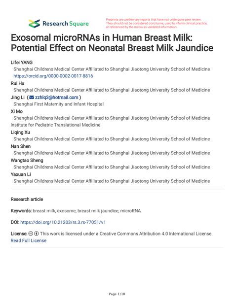 Pdf Exosomal Micrornas In Human Breast Milk Potential Effect On
