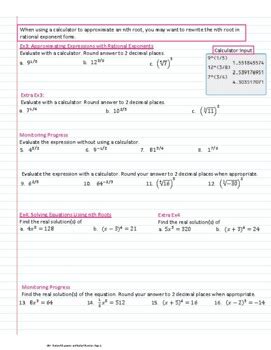 Nth Roots And Rational Exponents Guided Notes By A Team Math