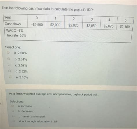use the following cash flow data to calculate the