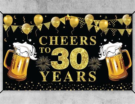 30th Birthday Banner Backdrop Cheers To 30 Years Photo Etsy
