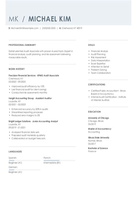 4 Kpmg Audit Associate Resume Examples Templates And Tips For 2026