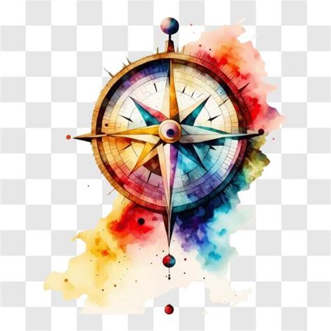 Download Colorful Compass On Map Of Ireland Navigating Europe Pngs