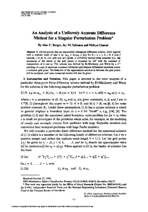 Pdf An Analysis Of A Uniformly Accurate Difference Method For A