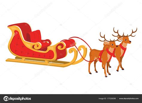Vector Design Santa Sleigh Reindeer Stock Vector Image By Ipajoel
