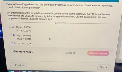 solved express the null hypothesis and the alternative