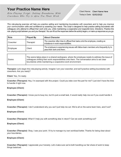 Setting Boundaries With Coworkers Passing Their Work To You Role Playing Script Pdf