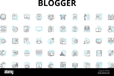 Lineare Blogger Symbole Festgelegt Schreiben Bloggen Inhalt