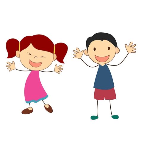 Ilustração Vetorial Do Personagem De Desenho Animado De Menino E Menina