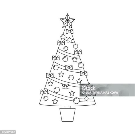 Dessin Darbre De Noël Dessin Au Trait Dart Vectoriel Illustration