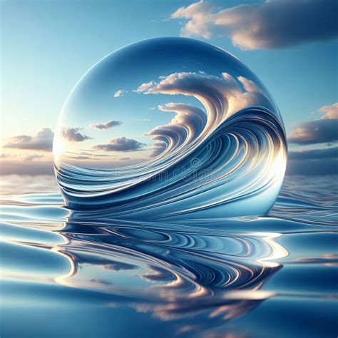 Glass Like Waves Perfectly Smooth Glassy Waves Reflecting The Sk Stock Illustration