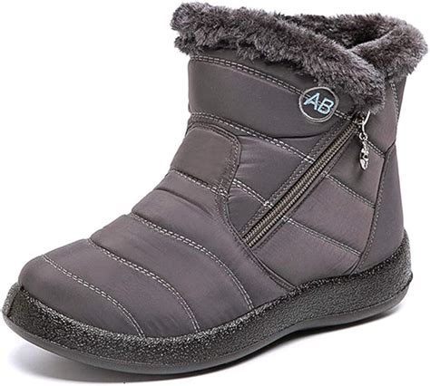 FIRENGOLI Winterstiefel Damen Warm Fell Gefütterte Schneestiefel Frauen Stiefeletten Flach