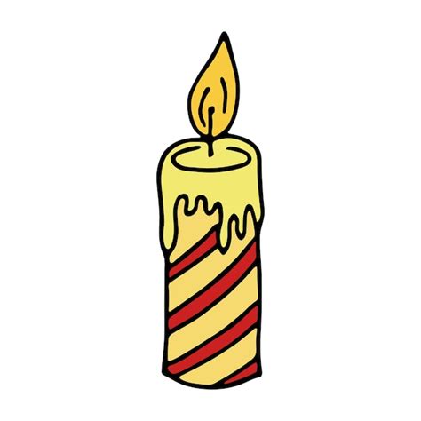 Premium Vector Burning Aroma Candle Single Doodle Illustration Hand