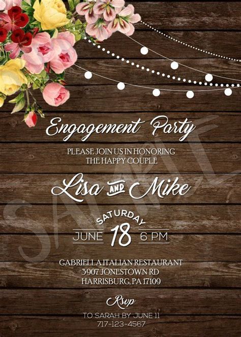 Rustic Engagement Party Invitation Hanging Lights Rustic Wedding I Do Bbq Rustic Engagement