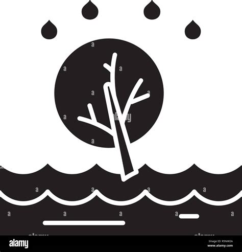 Flood Black Icon Vector Sign On Isolated Background Flood Concept
