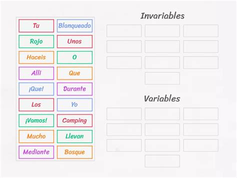 Palabras Variables E Invariables Group Sort