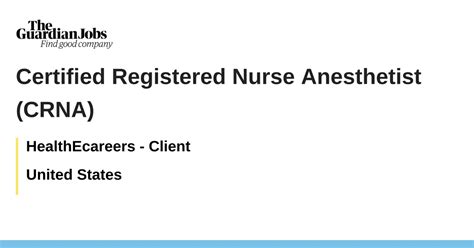 Certified Registered Nurse Anesthetist Crna Job With Healthecareers