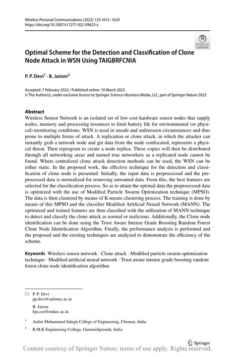 Optimal Scheme For The Detection And Classification Of Clone Node