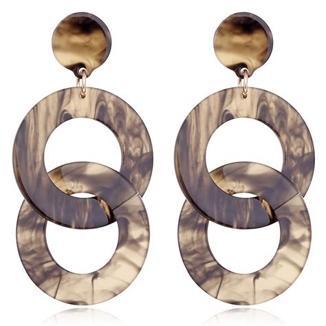 欧美个性时尚长款夸张大圈圈亚克力气质潮人圆环耳环耳坠耳饰品女 虎窝淘