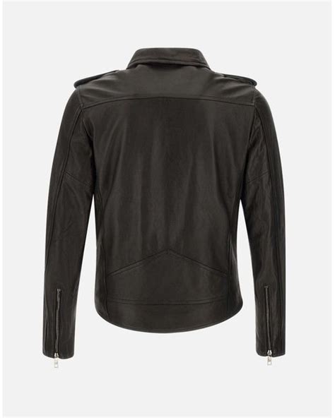 Giorgio Brato Leather Jacket With Epaulettes In Black For Men Lyst