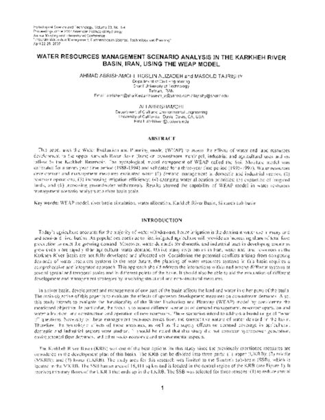 Pdf Water Resources Management Scenario Analysis In Karkheh River Basin Iran Using Weap Model