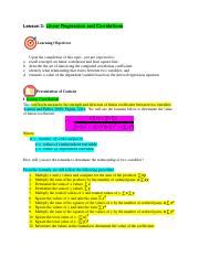 Linear Regression Nd Correlation Finals Pdf Lesson Linear Regression And Correlations