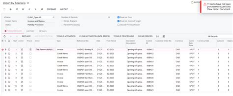 Import By Scenario Field Amount Value 87134 Error The Document