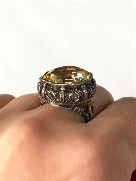 Italian Vintage Citrine Gold And Silver Ring At 1stdibs Vintage