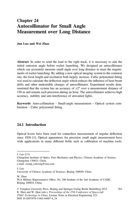 Pdf Autocollimator For Small Angle Measurement Over Long Distance