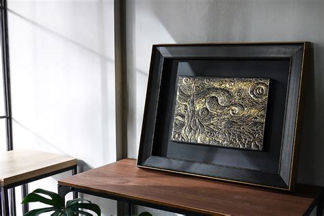 梵谷星夜變身精美伏光拼圖深度燙金浮雕拼圖復刻名畫迷人時刻 大人物 94342
