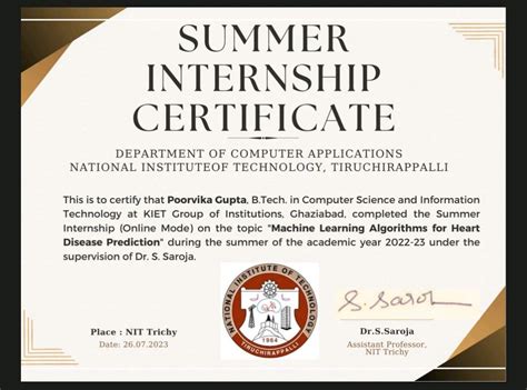 Poorvika Gupta On Linkedin Datascience Internship Nittrichy
