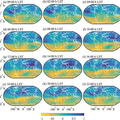 Third Spatial Pca Modes Of Tec Variability Ω3𝓁 For Each Of The 12