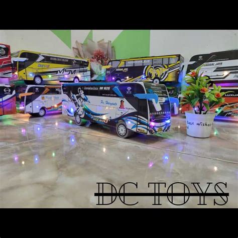 Mainan Terbaru Miniatur Bus Telolet Basuri Po Haryanto Full Lampu