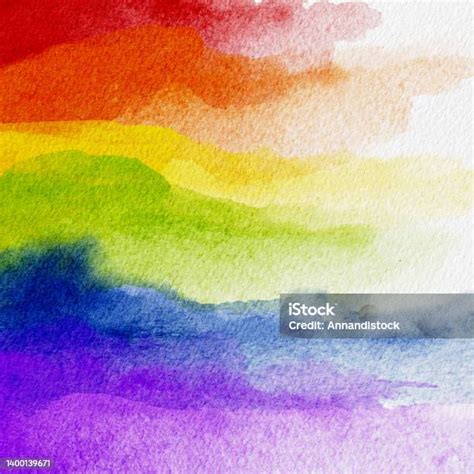 Lgbt 자존심 수채화 배경 Lgbtq 배경을위한 일러스트 레이터 수채화 스플래시 배너 레드 레드 레드 노란색 녹색 파란색 웹 사이트 용 보라색 색상의 종이 텍스처에 추상