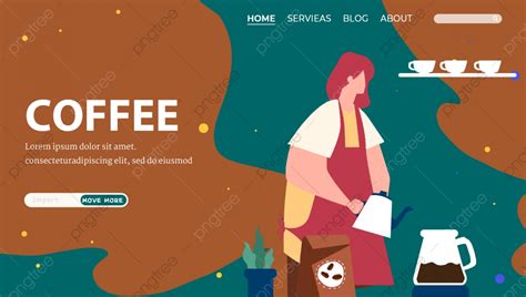 바리 스타 만화 일러스트 웹 로그인 페이지 녹색 배너 사람 어린이 음식 캐릭터 커피 템플릿 Psd 다운로드 디자인 자료 다운로드