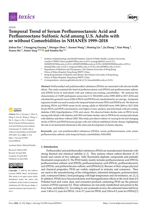 Pdf Temporal Trend Of Serum Perfluorooctanoic Acid And