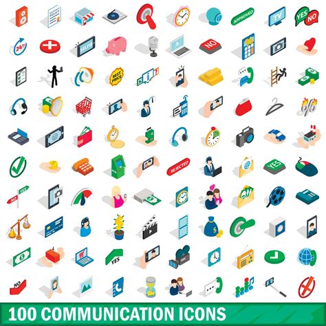 100 Communication Icons Set Isometric 3d Style 8600888 Vector Art At Vecteezy