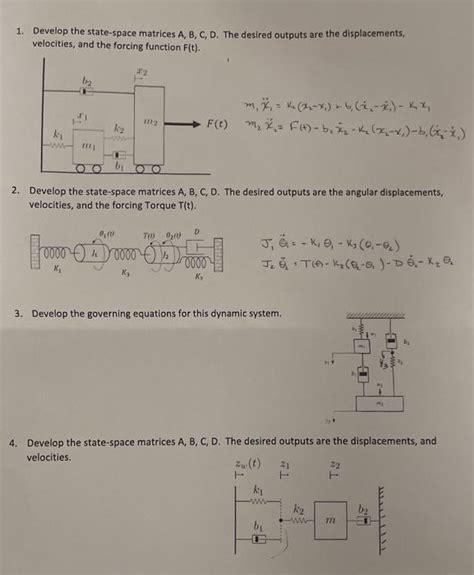 solved 1 develop the state space matrices a b c d the