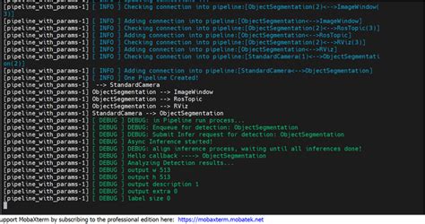 run object segmentation sample code input from standardcamera block at the log [ debug ] label