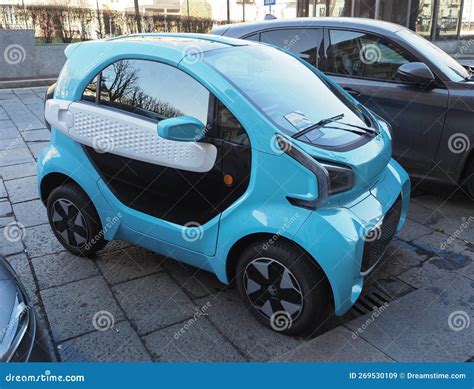 Light Blue Xev Yoyo Electric Car In Turin Editorial Stock Image Image Of Electric Auto 269530109